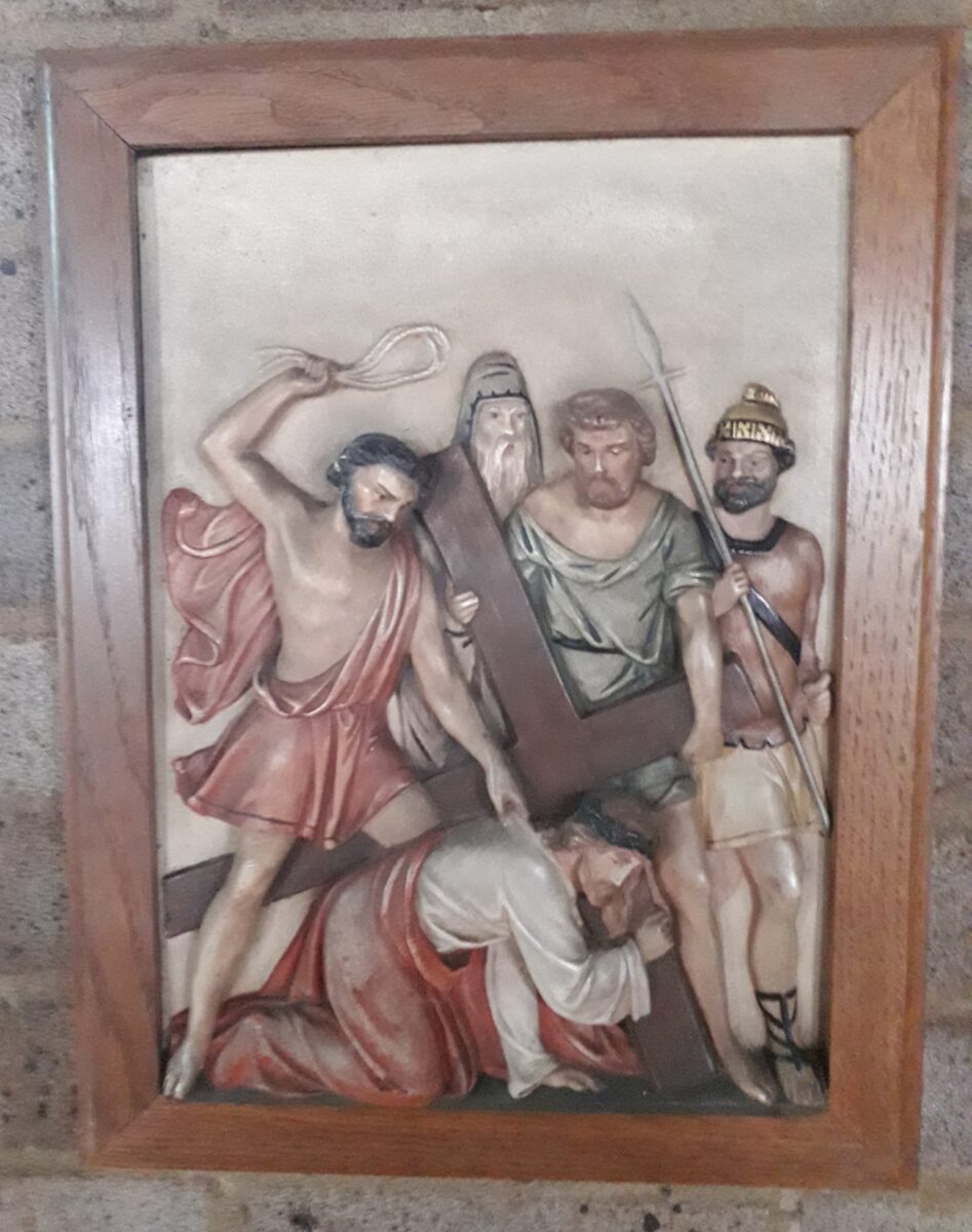 Third Station: Jesus falls the first time - Christ The King Catholic Church